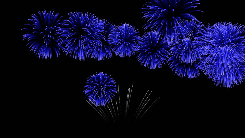 Multiple Blue Fireworks Bursting in Stock Footage Video (100% Royalty ...