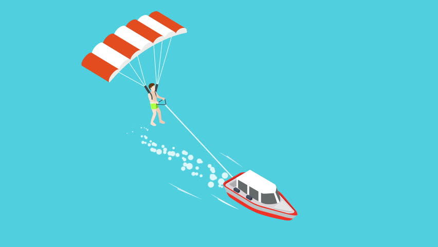 Looped Animated Parasailing. Travel Tourism Stock Footage Video (100% ...