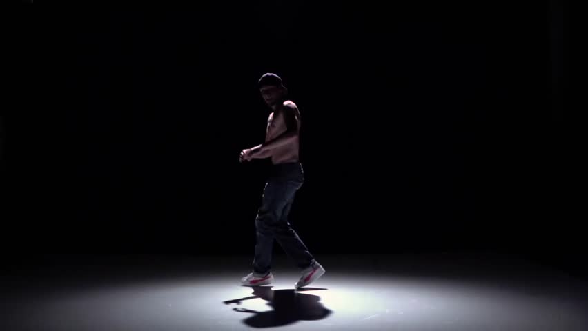 Start Graceful Contemporary Dance Of Couple Dancers On Black, Shadow ...