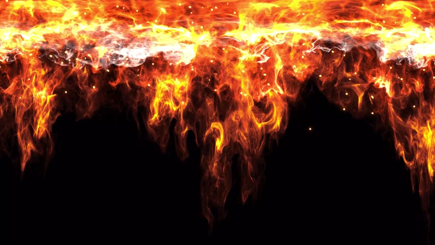 Abstract Fire Curtain Wall Burning From The Sky With Flame Spark And ...