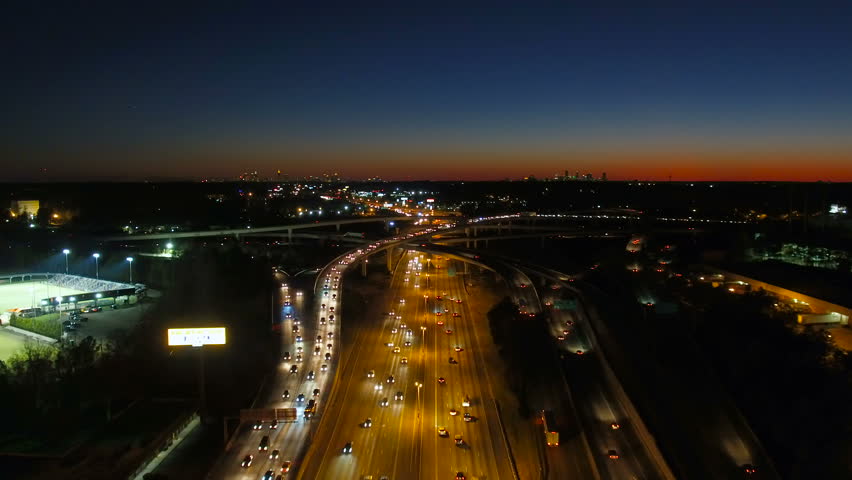 Atlanta Aerial V230 Flying Low Following Spaghetti Junction Freeways ...