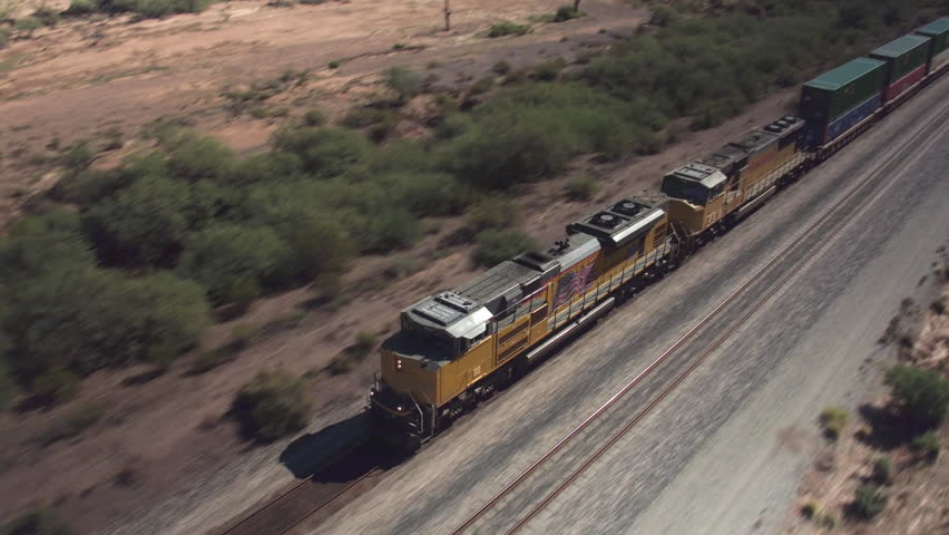 Aerial: Long Container Freight Train Stock Footage Video (100% Royalty ...