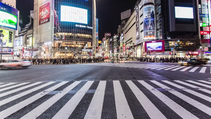 Shibuya Crossing. Sightseeing Place In Tokyo, Japan. Time Lapse. Famous ...