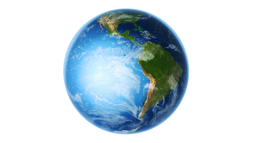 Realistic Earth Rotating On White (Loop). Globe Is Centered In Frame ...