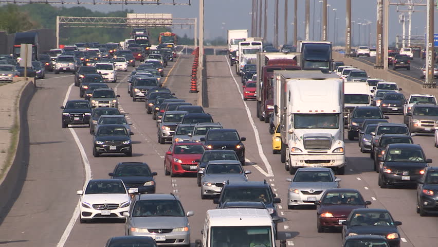 Toronto, Ontario, Canada May 2016 Epic Highway Traffic Jam Gridlock On ...