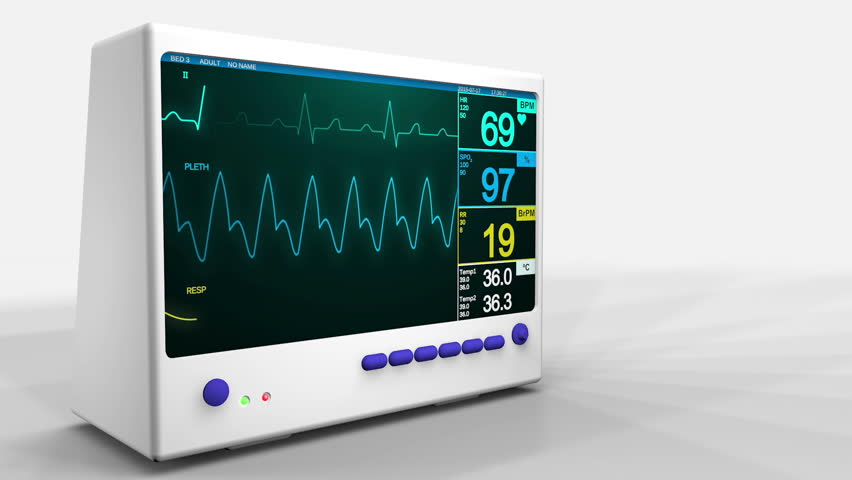 Heartbeat Monitor Screen. ECG Monitor Displays Heart Pulse, Oxygen ...