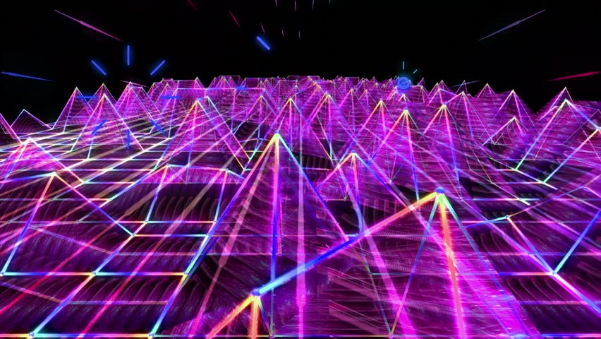 Seamless 3D Abstract Animation Of Blue Triangular Sound Wave Geometric ...