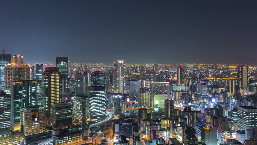 Time Lapse Movie Osaka, Japan From Highest Point In Osaka Sunset To ...