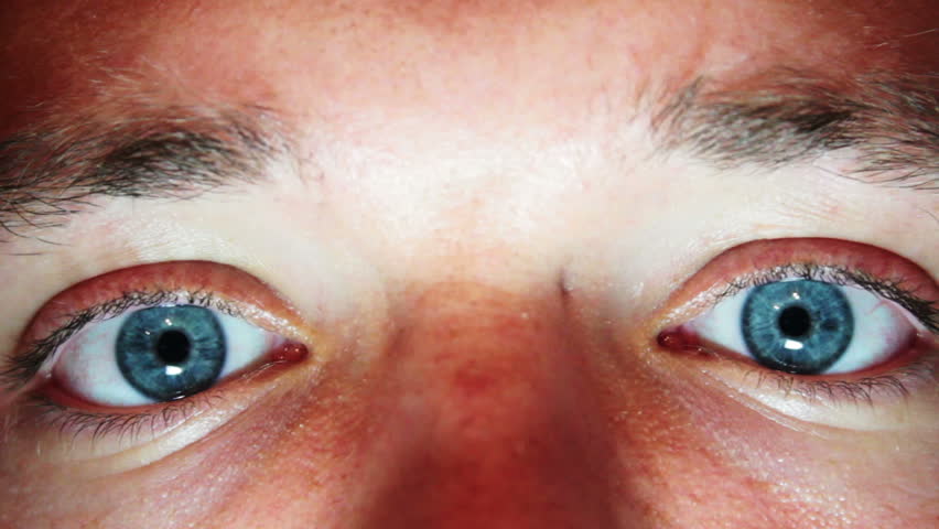 Closeup Man Green Eyes, Panic, Lifting Rising Eyebrows, Horror ...