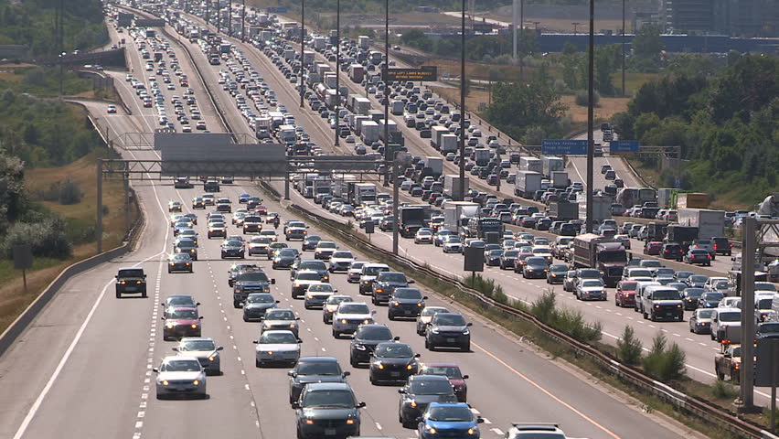 Toronto, Ontario, Canada - April 2015 Rush Hour Traffic Jam On Highway ...