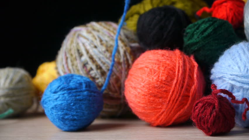 Basket With Colorful Balls Of Wool Stock Footage Video 13794920 ...