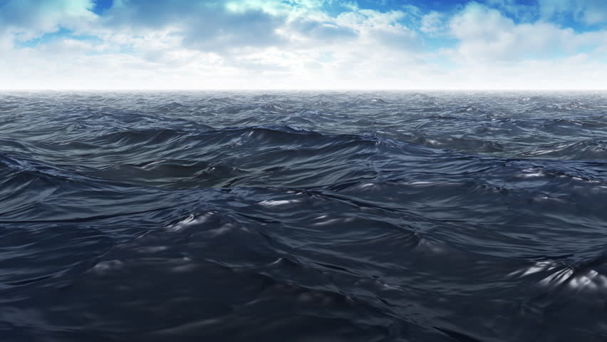 Realistic 3D Animation Of Stormy Ocean Waves Extending To Horizon With ...