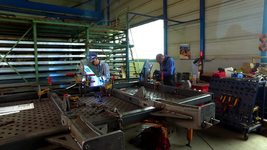 Welder Welding in Workshop Interior Stock Footage Video (100% Royalty ...