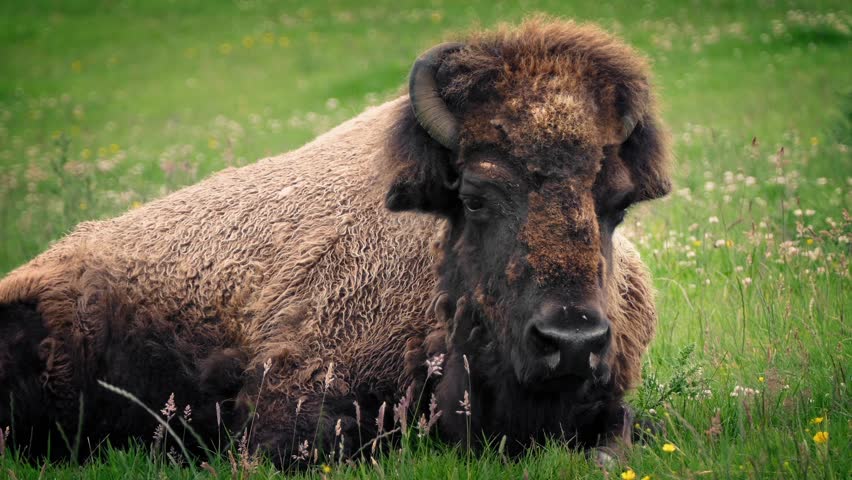 Bison sitting in the Grass image - Free stock photo - Public Domain ...