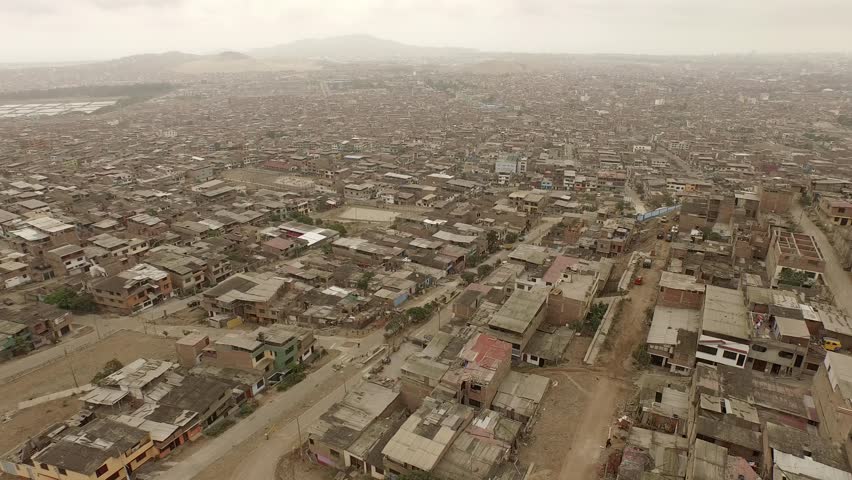 Aerial Of Flying Over Slums In Lima, Peru. South America. Stock Footage ...