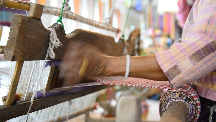 Traditional Thai Textile Manufacture in Stock Footage Video (100% ...