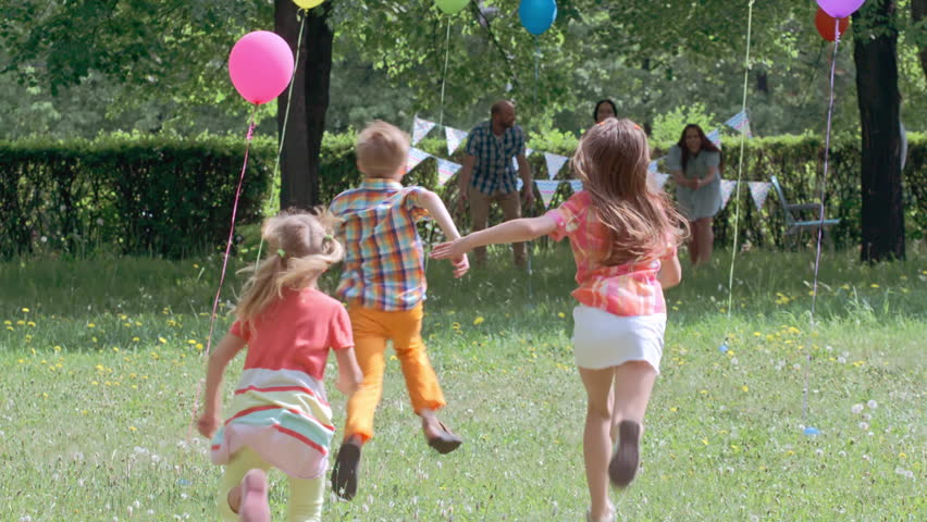 Rear View of Children Running Stock Footage Video (100% Royalty-free ...