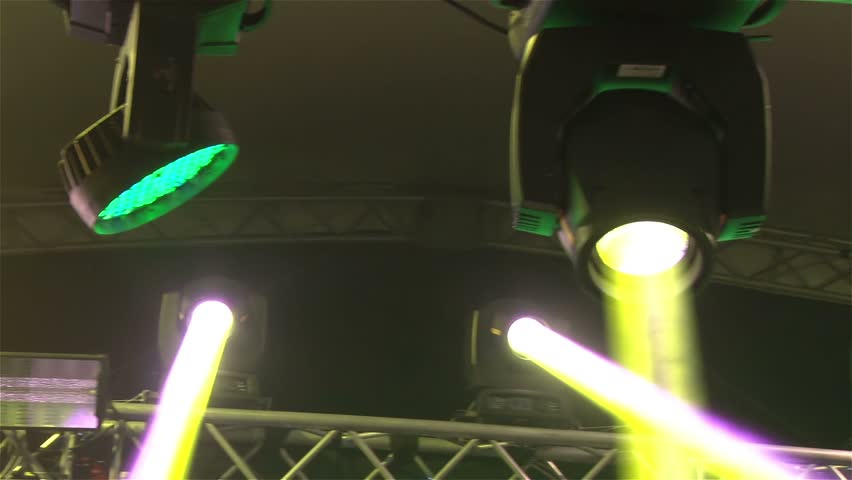 A Stage Light Rack With Spotlights Shining Down, Structures Of Stage ...