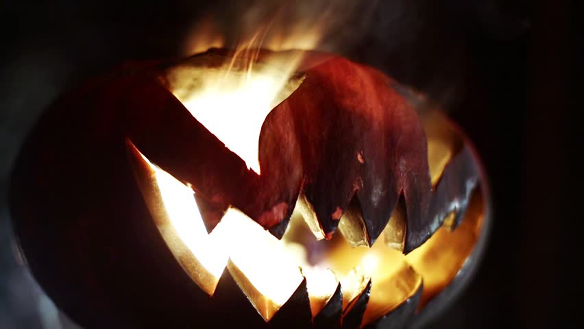 Burning Pumpkin On Halloween. Looped Stock Footage Video (100% Royalty ...