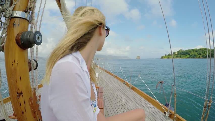 Beautiful Girl Friends On Sailboat Stock Footage Video (100% Royalty ...