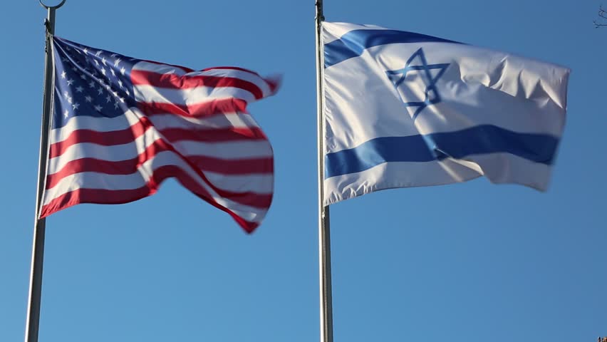 Large American and Israeli Flags Stock Footage Video (100% Royalty-free ...