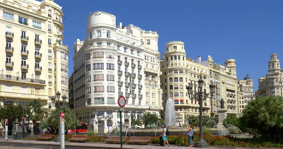 VALENCIA, SPAIN - JULY 21, 2016: People Walking Downtown Valencia City ...
