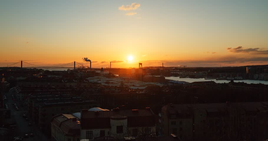 Gothenburg Bay At Sunset Zoom Sweden Timelapse. Stock Footage Video ...