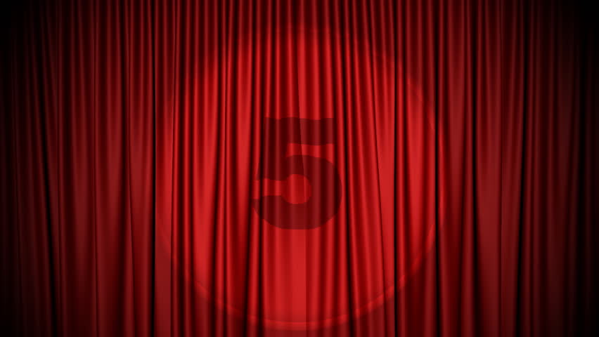 Realistic Animation Of A Red Curtain With Spotlight Opening To Reveal A ...