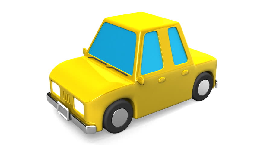 Yellow Car On White Background. Loop Able 3DCG Render Animation. Stock ...