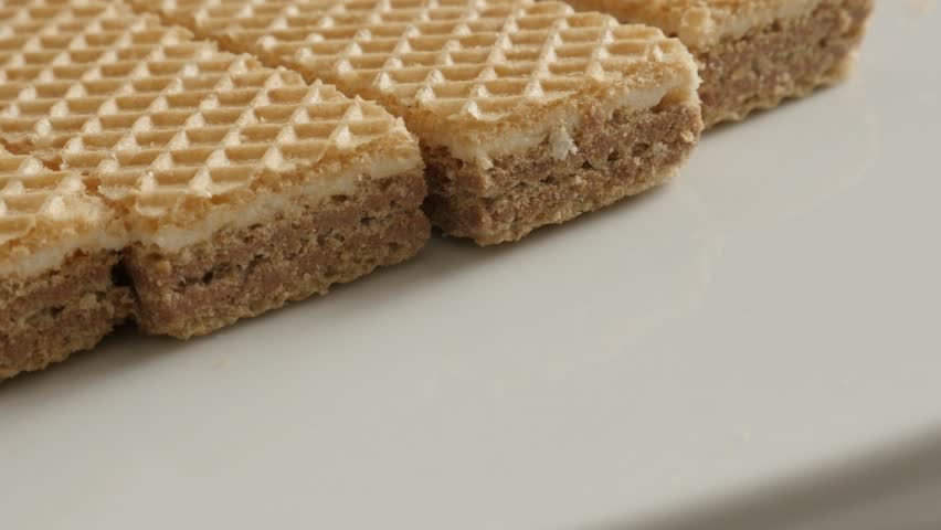 Israeli Type Wafer Pieces On Plate Close-up 4K 21560p 30fps UltraHD ...