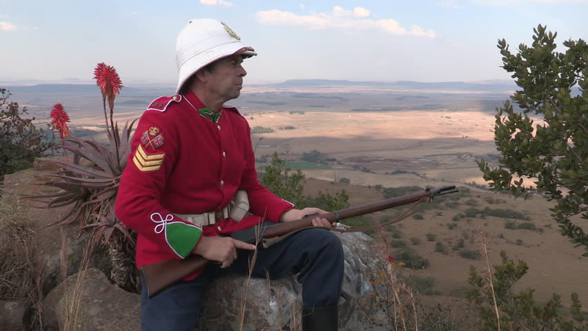 A Reenactment Of A British Soldier Dressed Up In The British Redcoat ...