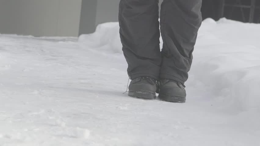 Walking In Snow, Man Stepping Through Snow, Winter Season Stock Footage ...