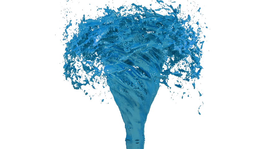 Blue Liquid Tornado On White Background. Beautiful Colored Paint Is ...
