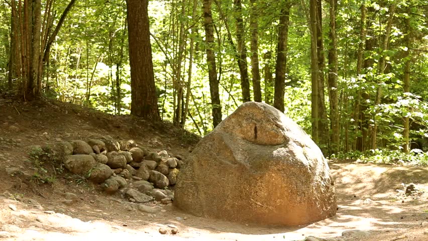 Stones In Forest Pokaini. Magic Mystery Forest In Latvia, Mysterious ...