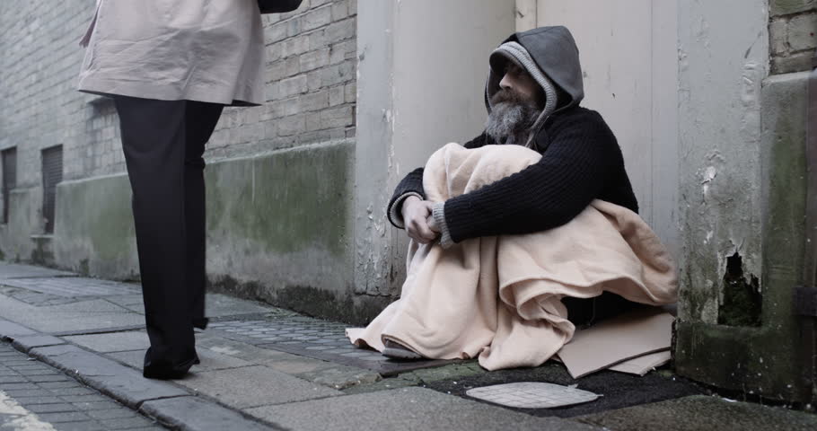 4k, a Mature Homeless Man Stock Footage Video (100% Royalty-free ...