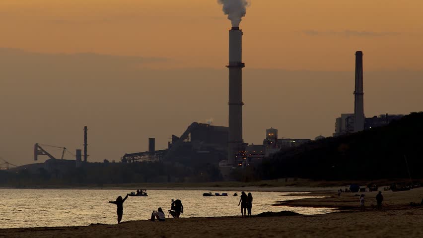 Pollution Rising from Steel Mill Stock Footage Video (100% Royalty-free ...