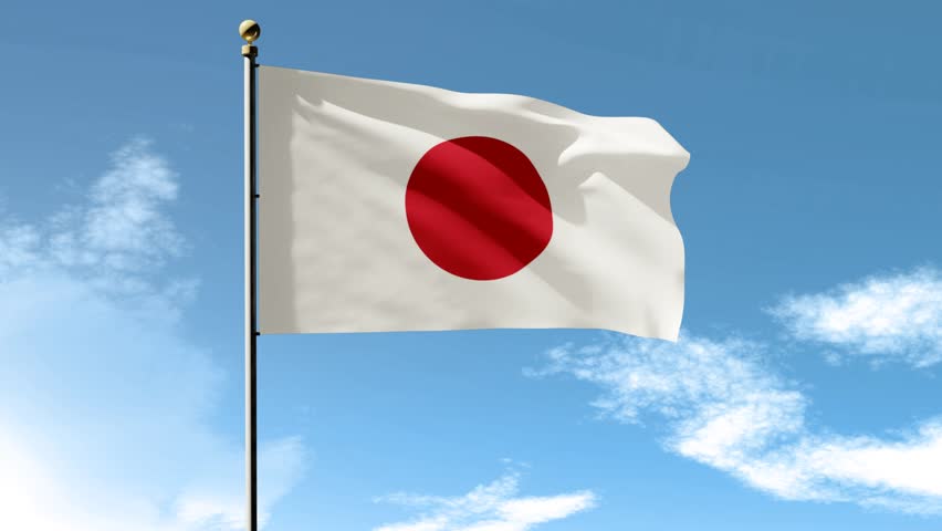 Japan Flag Waving Against Time-lapse Clouds Background Stock Footage ...