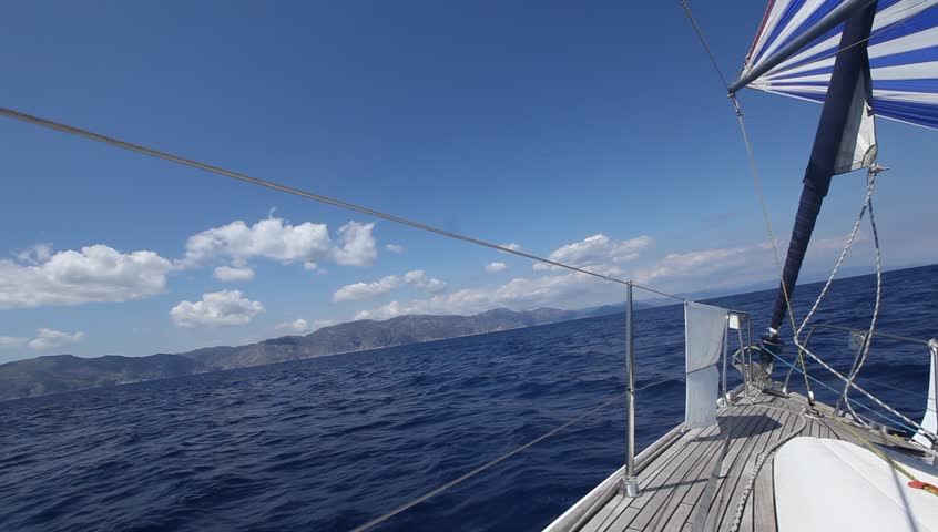 Sailing In The Wind Through The Waves (HD) Sailing Boat Shot In Full HD ...