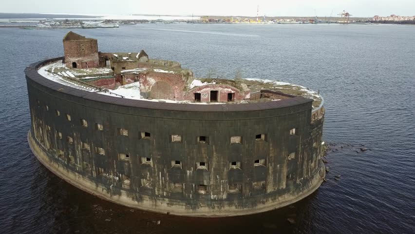 Stock Video Clip of Aerial cinematic view of Fort Alexander I ...