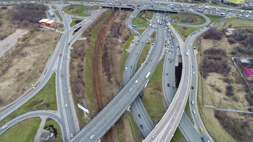 Aerial Of Spaghetti Junction Interchange Freeway Stock Footage Video ...