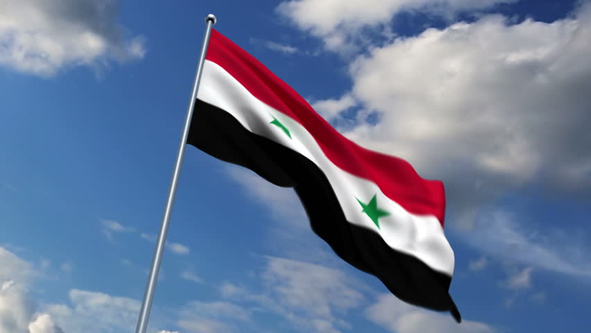 Syrian Flag Waving Against Time-lapse Stock Footage Video (100% Royalty ...