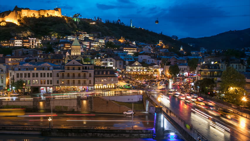 Time Lapse of Night Tbilisi, Stockowy materiał wideo (100% ...
