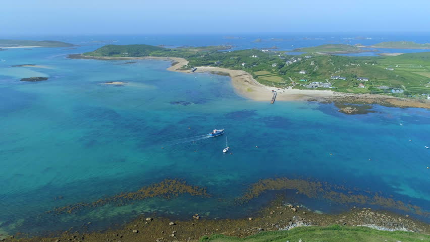 Aerial View Of Uzi Island, Turquoise Blue River, Zanzibar From Above ...