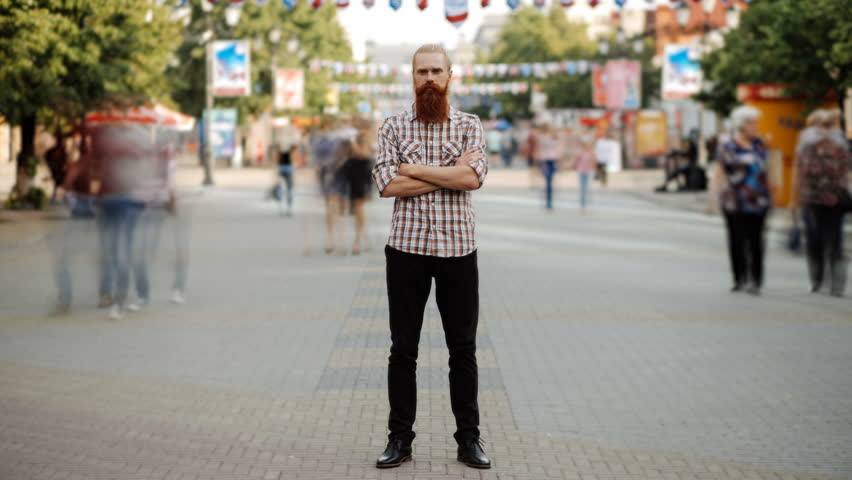 Crowd Moving Fast Near Man Standing Still Stock Footage Video 9045241 ...