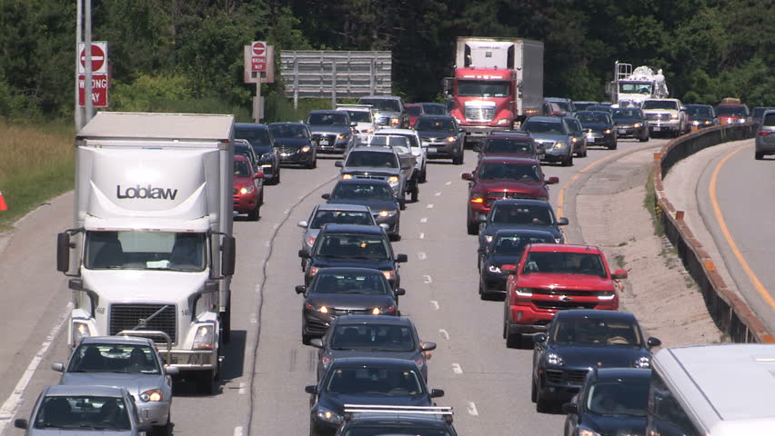 Cambridge, Ontario, Canada June 2017: Epic Traffic Jam And Gridlock On ...