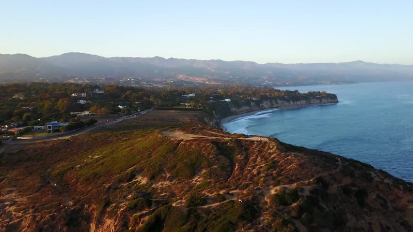 Point Dume Near Malibu California Aerial Views At Sunset Stock Footage ...