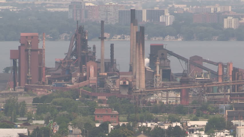 Hamilton, Ontario, Canada July 2017 Industrial City With Factories And ...