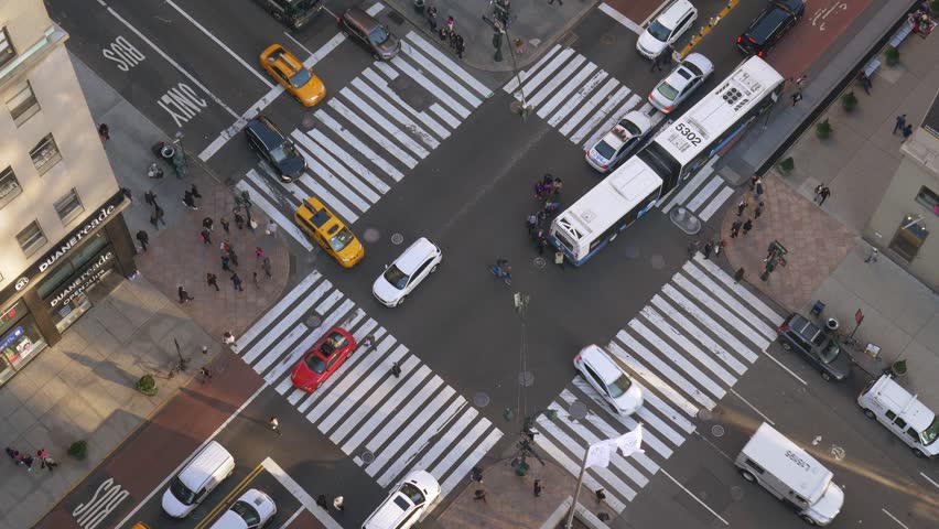 NEW YORK CITY - NOVEMBER 17: (TIMELAPSE) Aerial View Of Intersection ...
