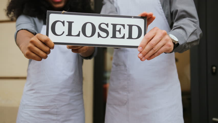 Woman Flipping Over Cafe Closed Sign Stock Footage Video 4219543 ...