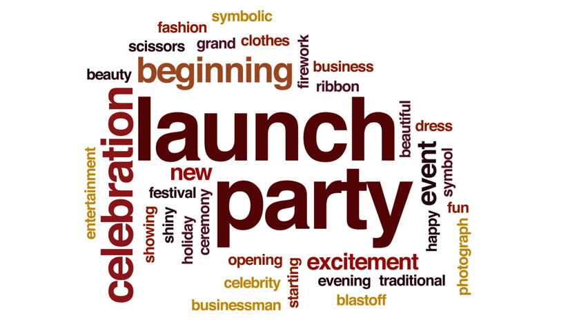 Launch Party Animated Word Cloud, Stockowy materiał wideo (100% ...